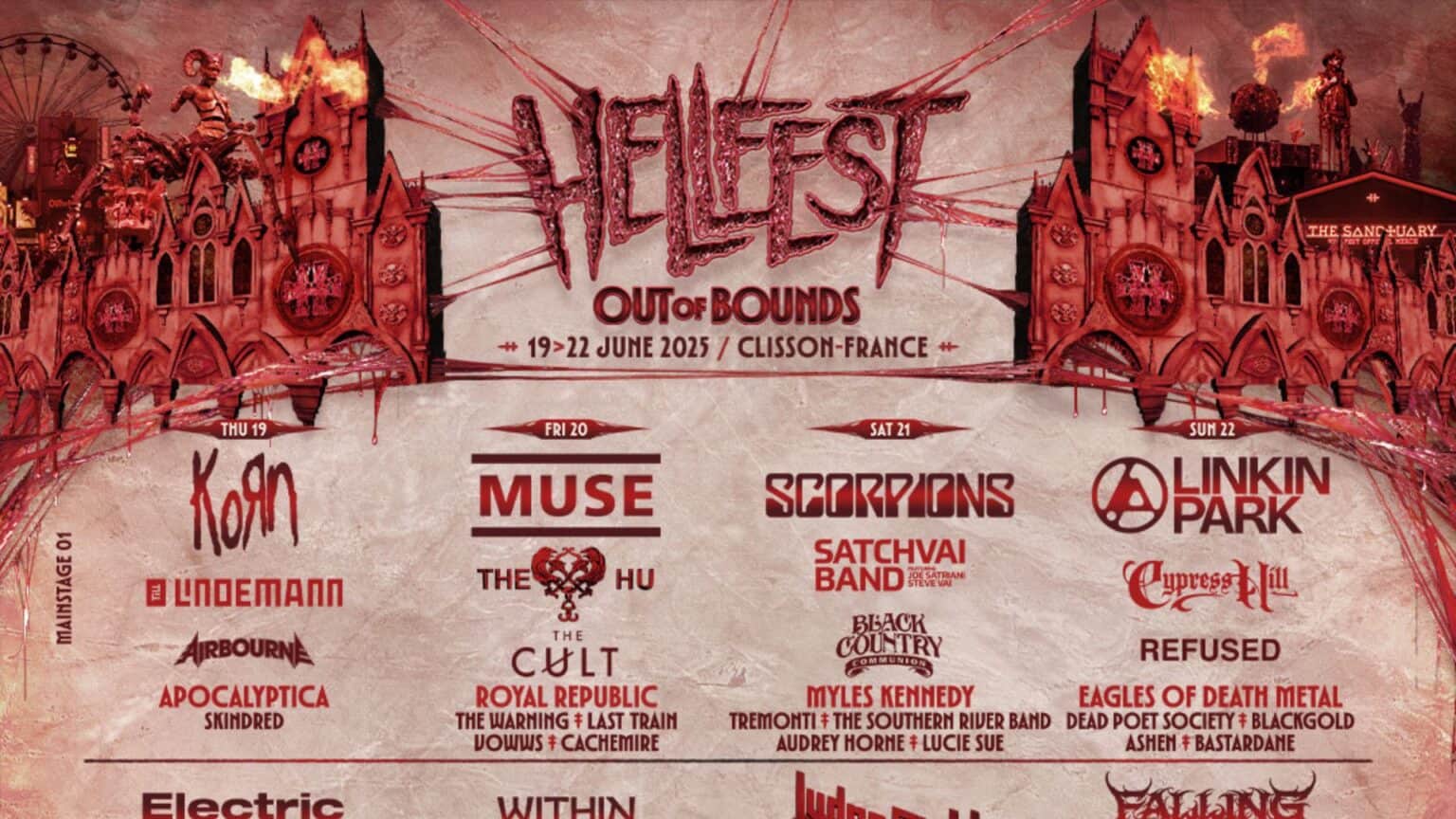 HELLFEST 2025 Announce 184 Bands: Headliners Include LINKIN PARK, SCORPIONS, KORN, And MUSE