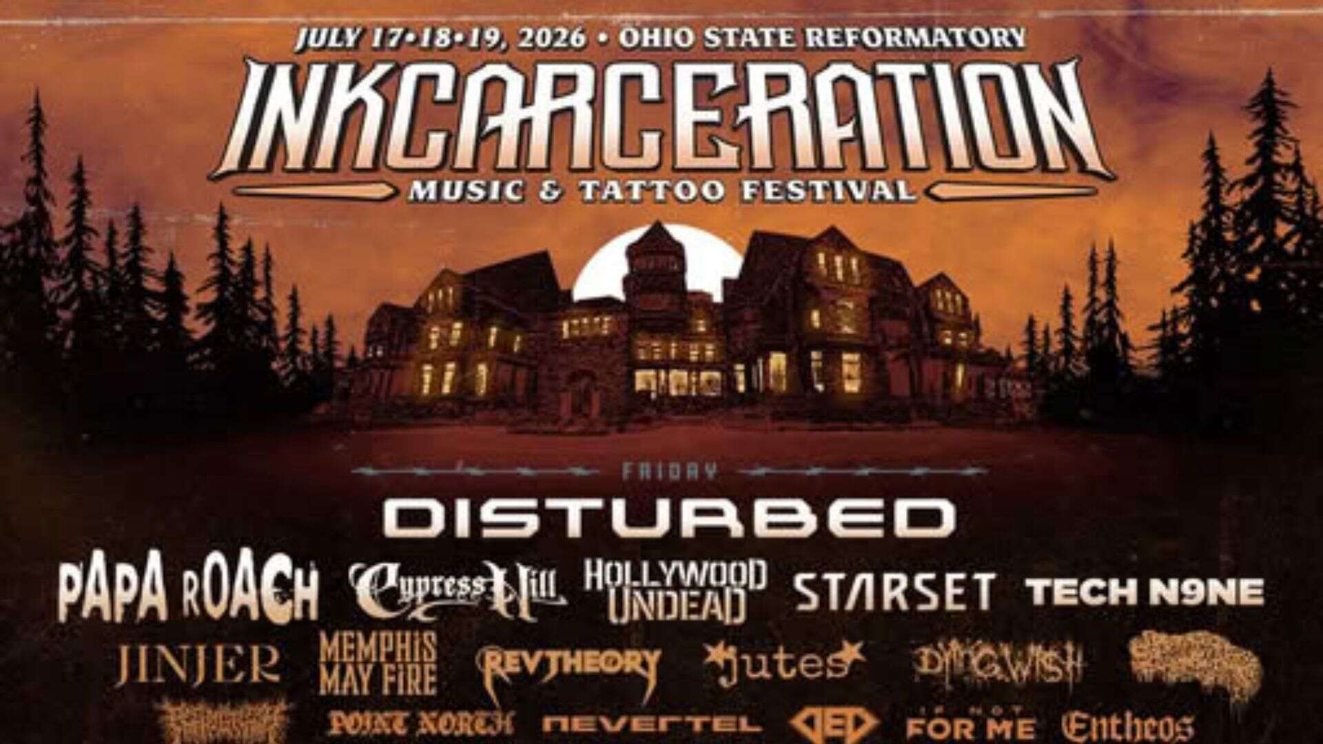DISTURBED, BAD OMENS And LIMP BIZKIT Announced As 2026 INKCARCERATION ...